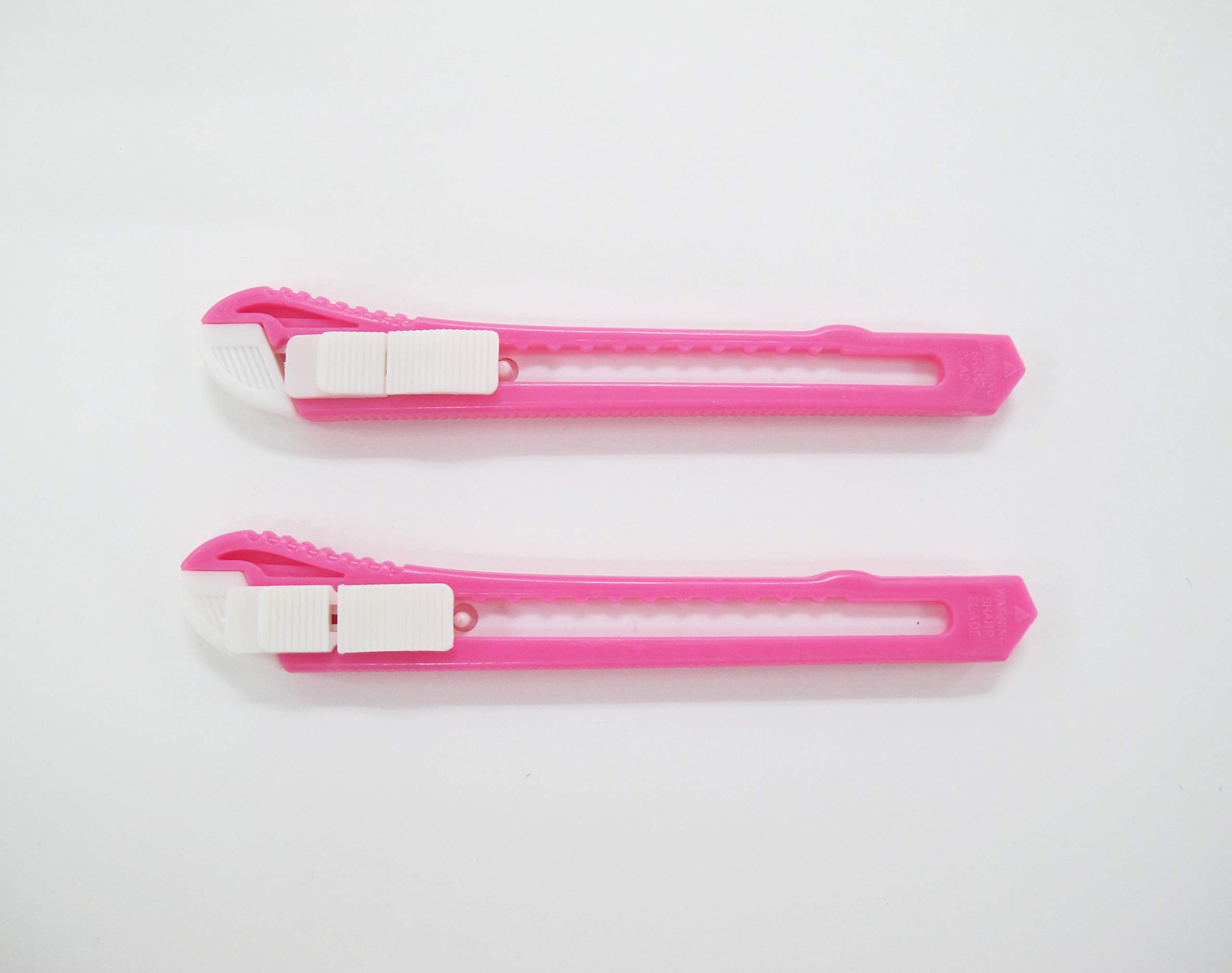 2pcs MOJO-HOME Ceramic Box Cutter - Utility Knife for Opening Packages with Safety Lock and snap Off Blades (Pink)