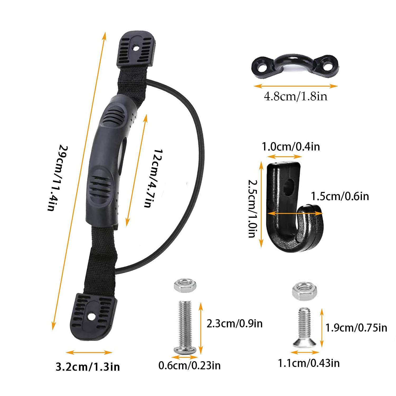 2 Pack Kayak Handles,Kayak Side Handle Mount with Screws and Bungee Paddle Holder Kit for Ocean Kayak Handle Luggage Handle Replacement Parts and Accessories
