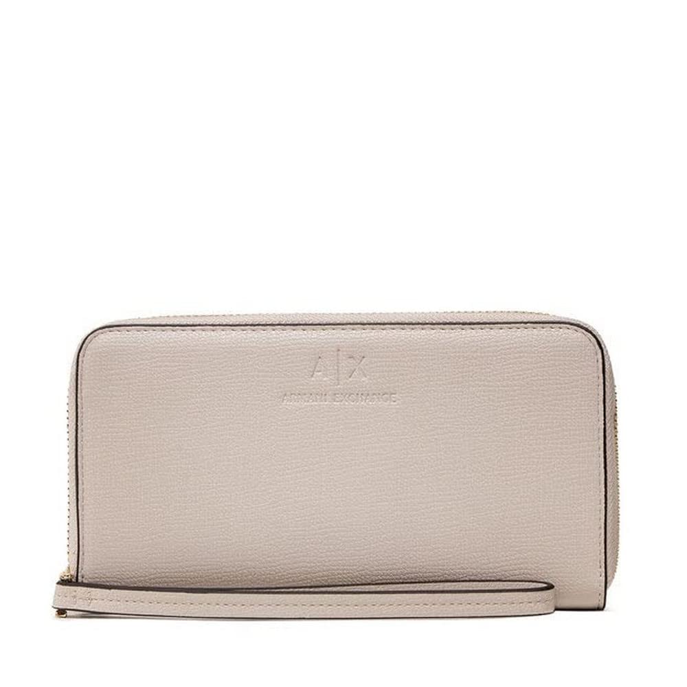 A|X ARMANI EXCHANGE womens Pebble Eco Leather Zip Wallet Wristlet Wrislet bag, Noise, One Size US