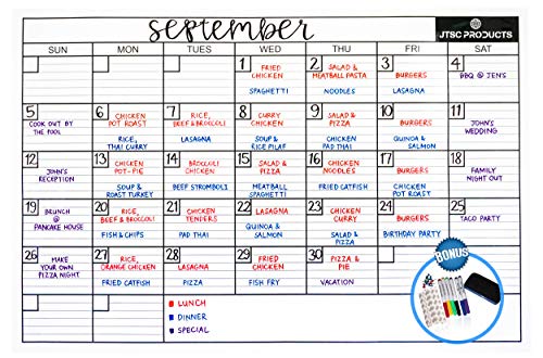 Dry Erase Wall Calendar 24x36 inch Monthly planner Undated Laminated, Includes Accessories