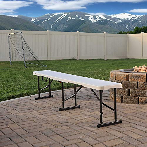 Lifetime 80843, 2 Pack, Light Commercial 6-Foot Fold-in-Half Bench, Almond