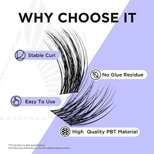 DIY Eyelash Extension,Cluster Lashes Individual False Eyelashes Extension Natural Look Reusable Glue Bonded Black Super Thin Band 48 Lash Clusters by BEYELIAN (Style3 0.07 12mm Black Band)