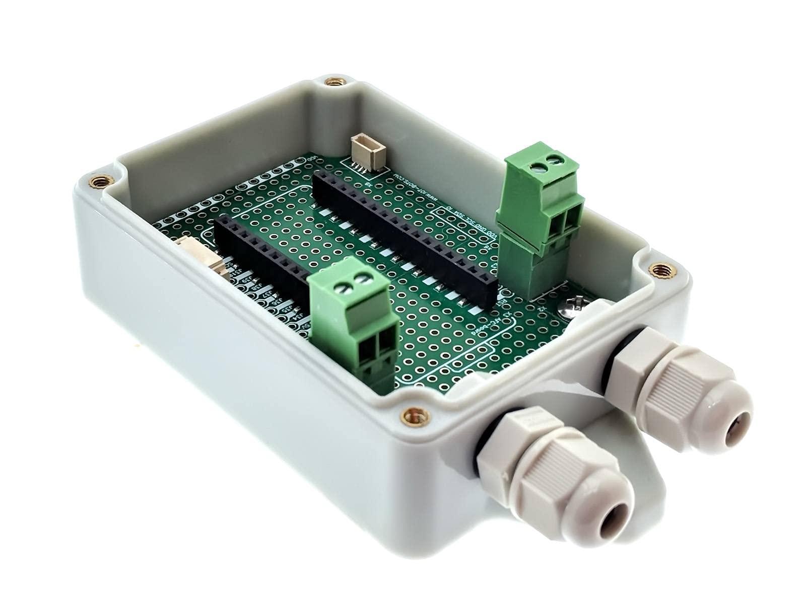 qBoxMini AFC DIY IOT Enclosure Kit (No SMA), IOT Enclosure for Feather ESP32 Cellular LoRa WiFi Arduino Board, Waterproof IP65 Enclosure with Glands, prototyping PCB and connectors Set