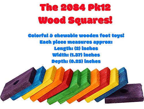 Bonka Bird Toys 2084 Pk12 Wood Squares Bird Toys