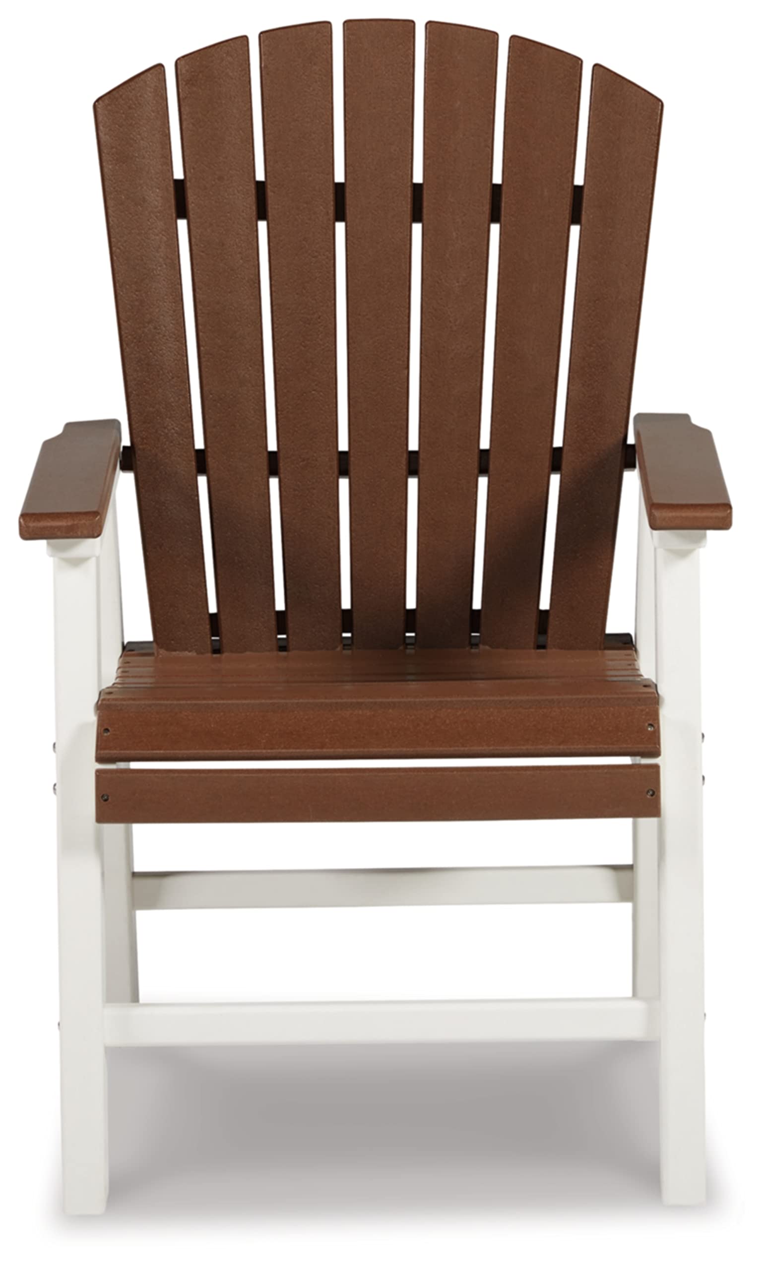 Signature Design by Ashley Genesis Bay Outdoor Dining HDPE Arm Chair, 2 Count, Brown & White