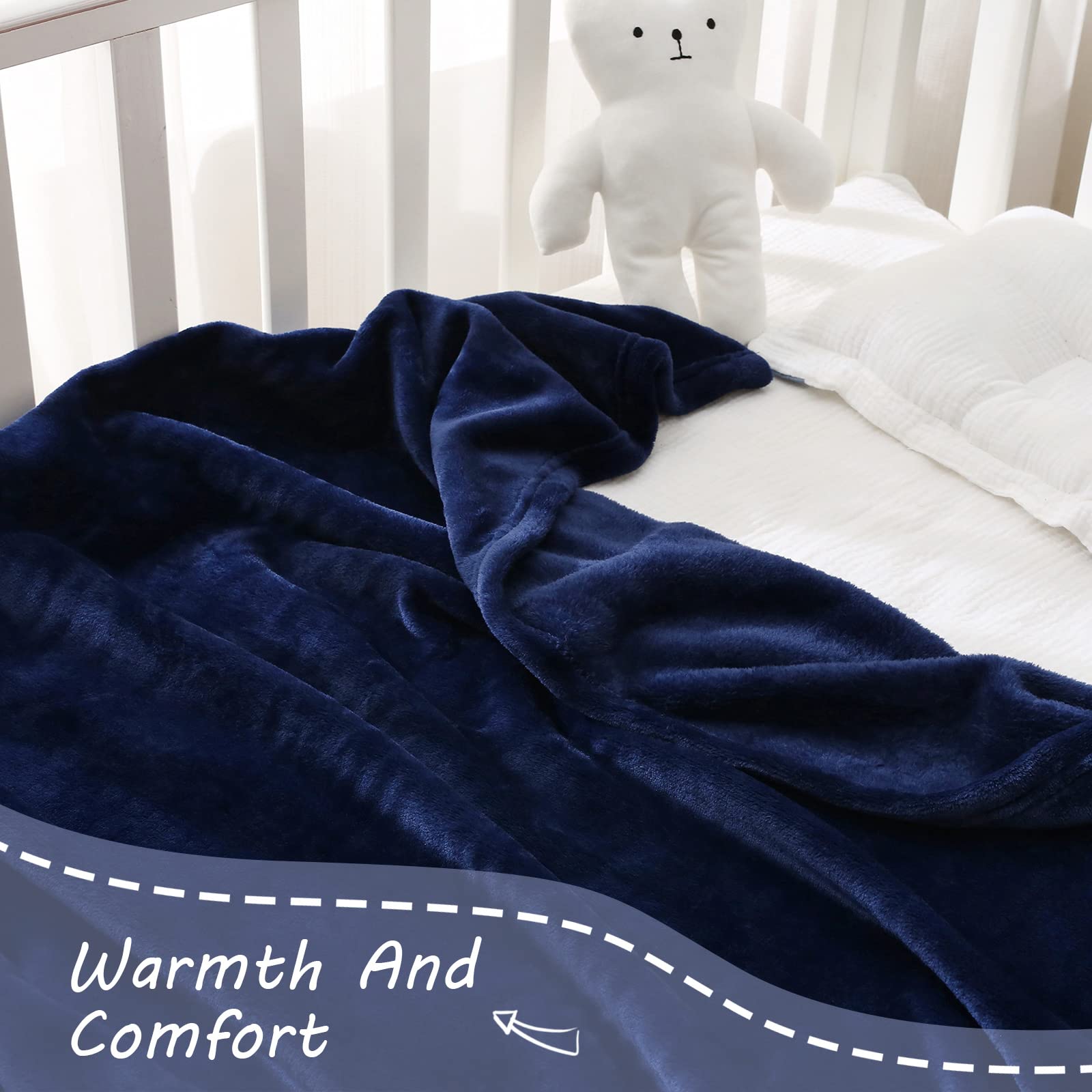 Exclusivo Mezcla Fleece Throw Blanket for Couch, Super Soft and Warm Blankets, Navy Blue Throw All Season Use, Cozy, Plush, Lightweight, 30x40 inches