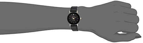 Armitron Women's 75/2447BLK Diamond-Accented Watch with Black Leather Band