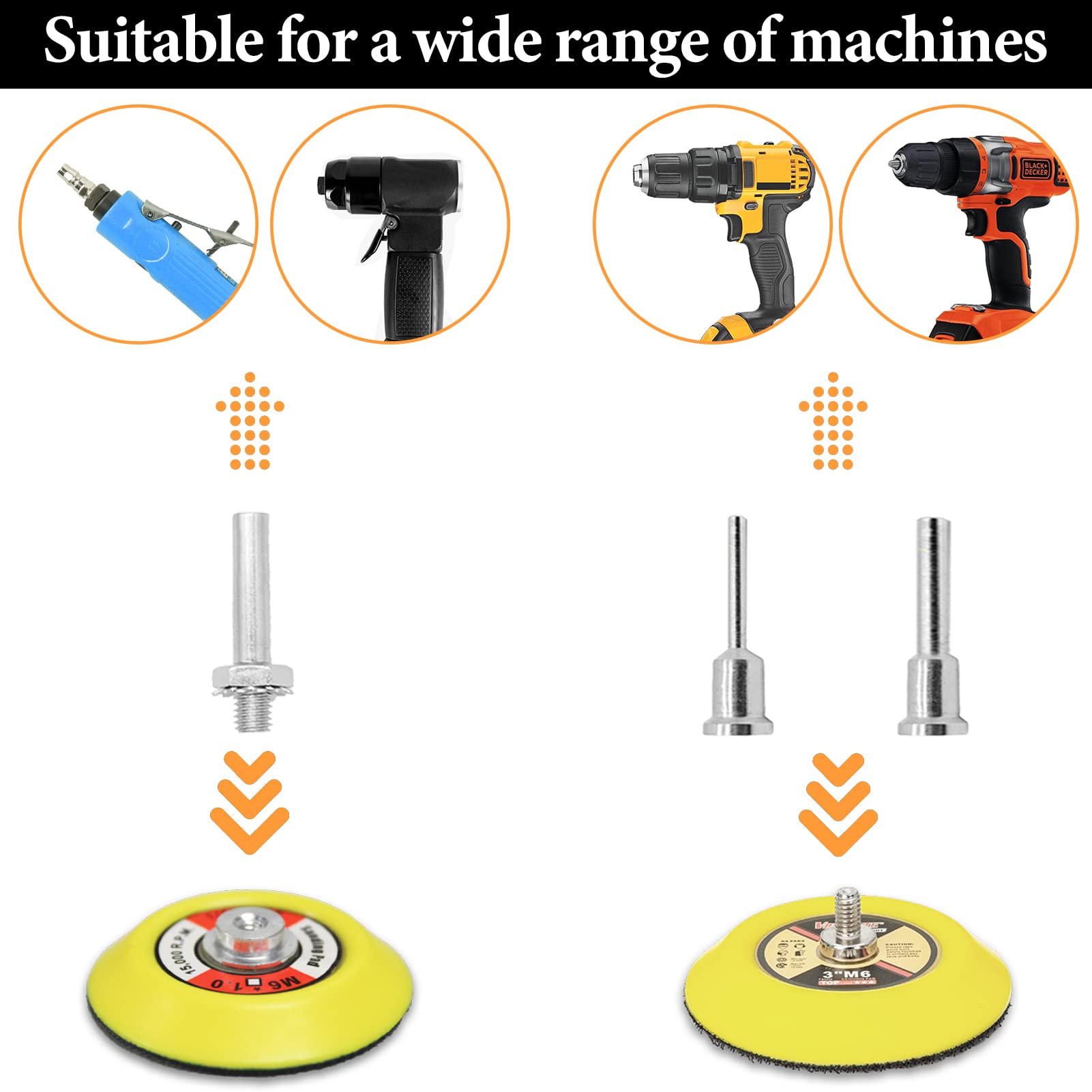 126 Pieces 3 Inch Sanding Disc, GOH DODD Headlight Restoration Kit Hook and Loop Sanding Pads 60 to 10000 Wet Dry Sandpaper with 1/8" and 1/4” Shank, Backing Pad, Polishing Pads and Interface Pad