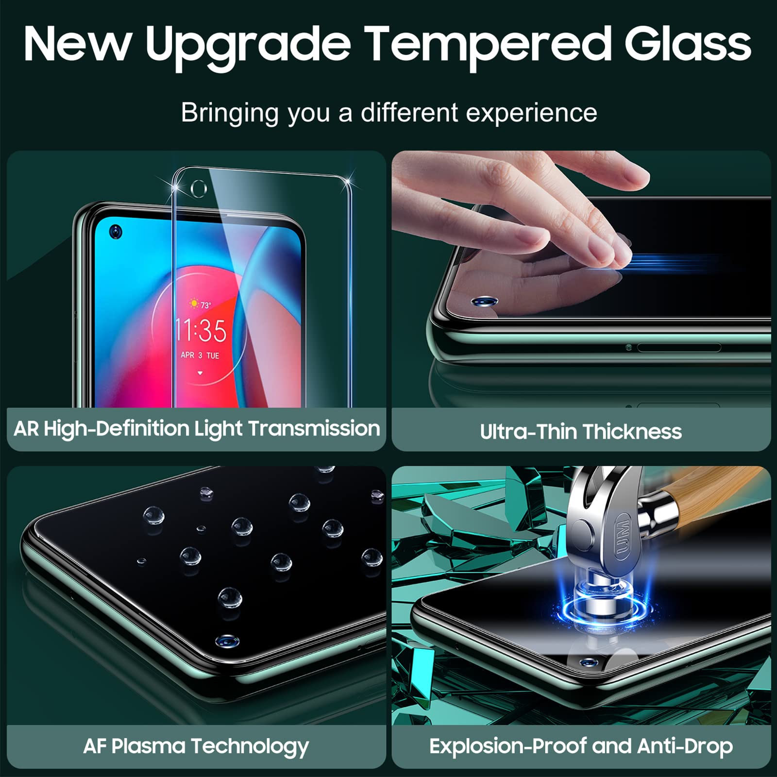UniqueMe [ 2+2 Pack Screen Protector Compatible with Motorola moto G stylus 5G 2021 Tempered Glass Screen Protector + Camera Lens Protector [Not for Moto G Stylus 4G 2021]【Only for 2021 model】