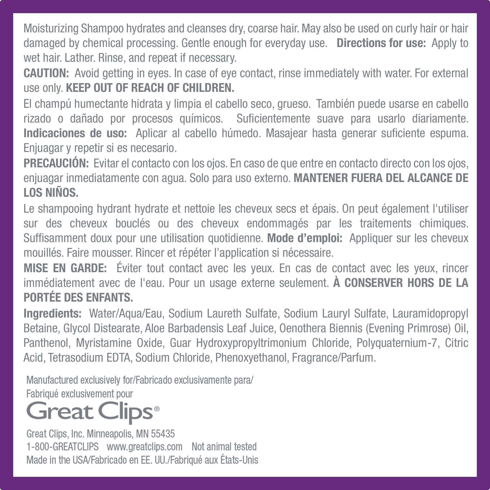 GREAT CLIPS Solutions Moisturizing Shampoo, 10oz | Repairs & Restores Damaged Hair | For Dry, Coarse, or Curly Hair