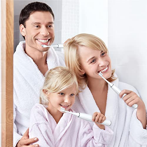 SANTALA UltraSonic Electric Toothbrush with 6 Brush Heads and 1 Cleansing Brush, Waterproof Safe Power Toothbrush,5 Modes,One Charge for 100 Days,48000 VPM Motor (White)