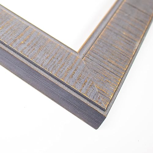 25x5 Frame Grey Solid Wood Picture Frame Width 1.625 Inches | Interior Frame Depth 0.5 Inches | Gladys Distressed Photo Frame Complete with UV Acrylic, Foam Board Backing & Hanging Hardware