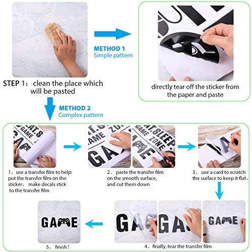 Gamer Sticker, Eat Sleep Game Wall Decal,Gamer with Controller Wall Decal, Game Zone, Video Game, Wall Stickers Mural for Home, Playroom Bedroom Decoration (Black)