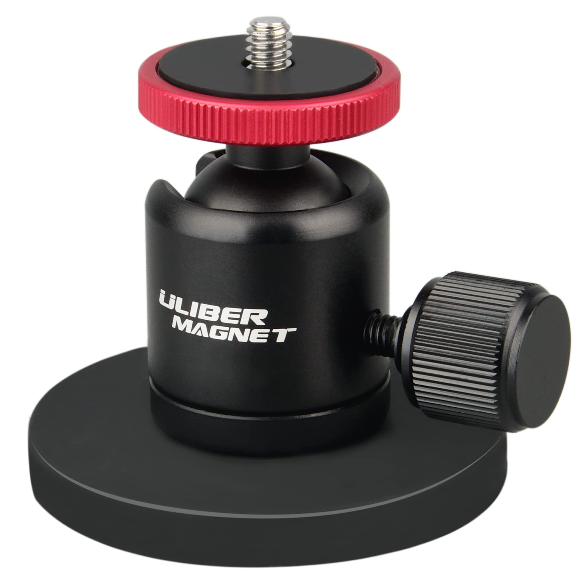 ULIBERMAGNET 60lb Magnetic Camera Mounting Base with Mini Ball Head, Super Strong Rubber Coating Neodymium Magnet with 1/4’’-20 Male Thread Stud for Mobile Camera, Security Camera.