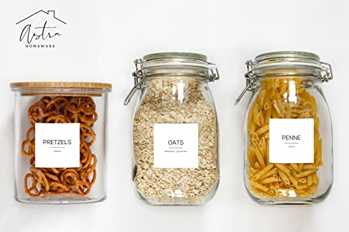 183 Kitchen Pantry Labels for Containers Preprinted with 3 Blank Labels, Minimalist Pantry Labels, Pantry Labels for Food Containers, Kitchen Labels for Storage Bins, Food Labels for Containers