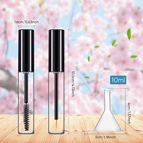 12 Pieces 10 ml Empty Mascara Tubes Eyelash Serum Tubes and Eyeliner Tubes Set Includes 4 Eyelash Cream Container Bottle, 4 Liquid Eyeliner Mascara Container, 4 Funnels for Castor Oil DIY Mascara