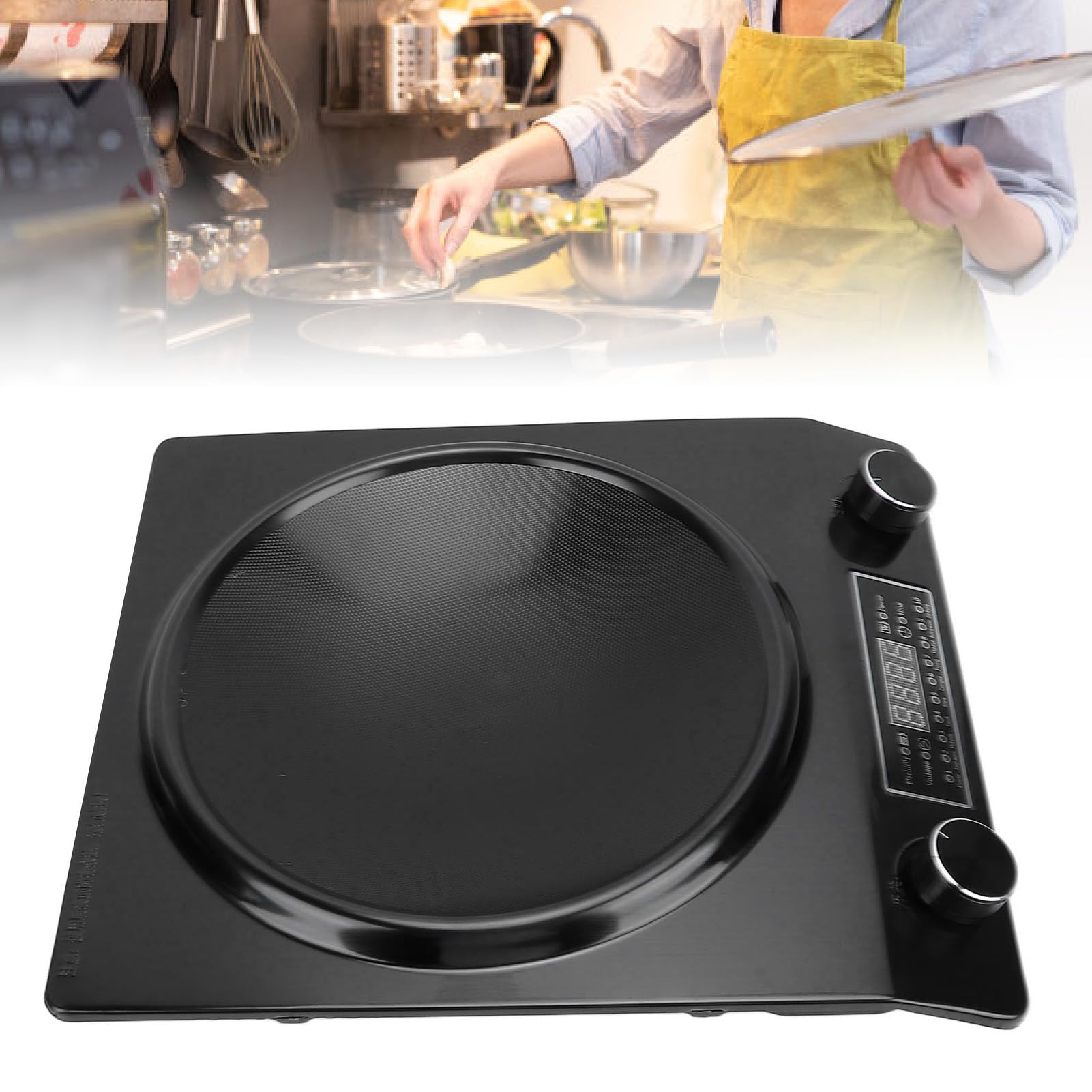 3500W Portable Induction Cooktop, Aluminum ABS Countertop Induction Cooker Hot Plate with Smart Touch Panel for Home Kitchen(us plug110V)
