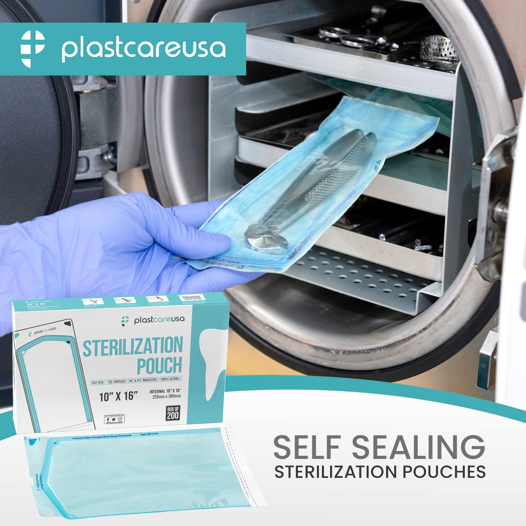 2000 Bulk Sterilization Pouches, Sterilizer Autoclave Bags for Sterilizing Cleaning Medical and Dental Instruments Tools, 10 Boxes of 200 (10" x 16")
