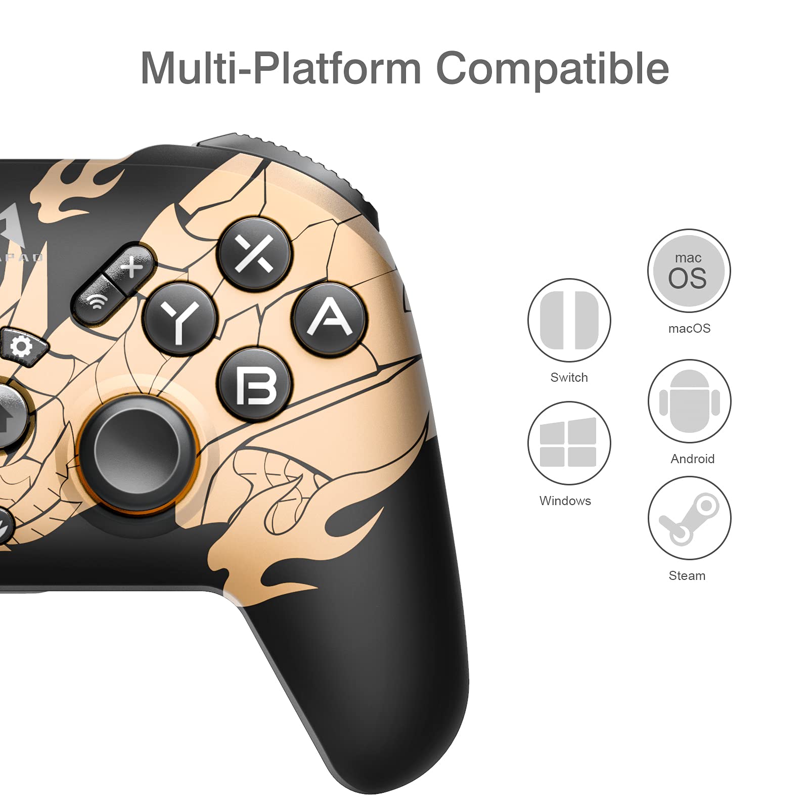 AKNES Monster Hunter Rise Switch Pro Controller, Wireless Bluetooth Gamepad for Switch/OLED Switch/Switch Lite/PC, with NFC Wake-up Function,Support Amiibo Motion Control Turbo Vibration