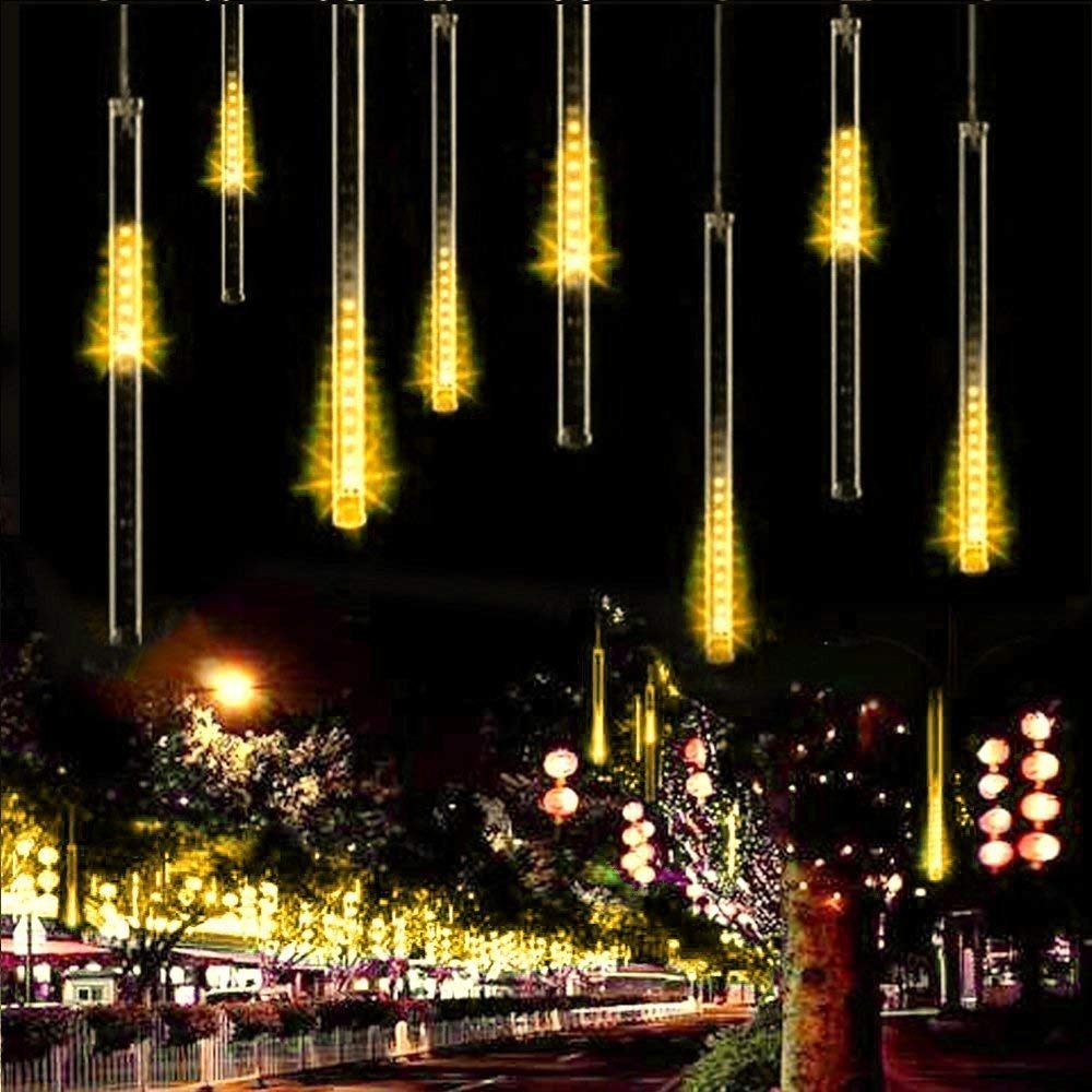 AKNMSOY LED Meteor Shower Lights,Falling Rain Drop Lights,Icicle Lights with Waterproof 11.8inch 8 Tubes SMD2835 192LEDs for Party Wedding Holiday Christmas Decoration