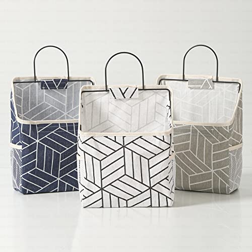 3Pack Wall Hanging Storage Bag Waterproof Over The Door Closet Organizer Hanging Pocket Linen Cotton Organizer Box Containers for Home,Dormitory,Bedroom, Bathroom (3 Pack)