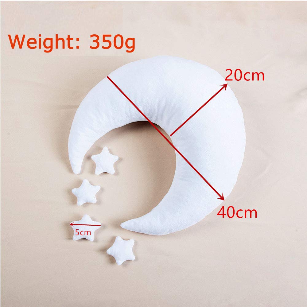 gzqirun Baby Posing Pillow Newborn Photography Props Beans Moon Stars Pillow Photo Shooting Set 5 Count (Pack of 1), White