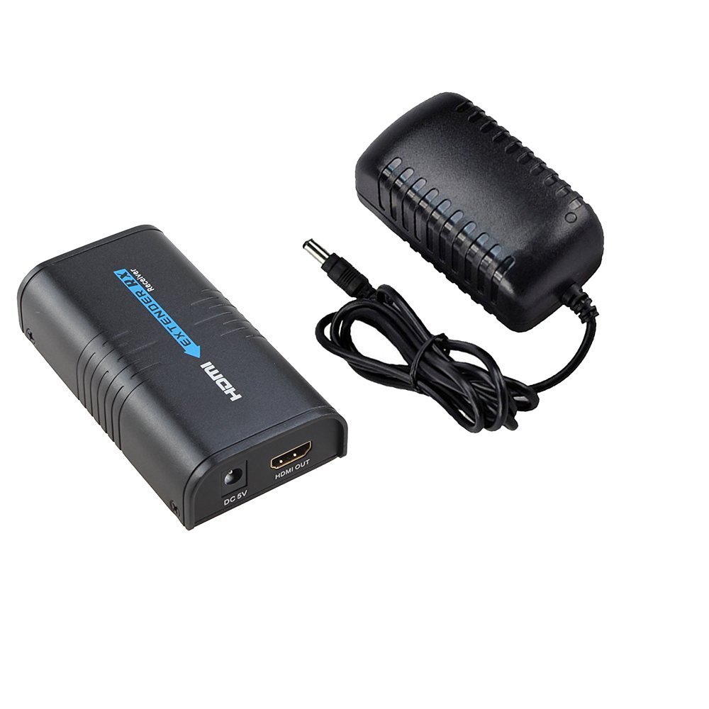 AGPtEK 1080P Full HD LKV373A HDMI 1080P Receiver for Extender Over CAT5E CAT6 LAN- Supports 100-120M Ethernet Bandwidth HDCP Compliant, extends HDMI Signal to TCP/IP