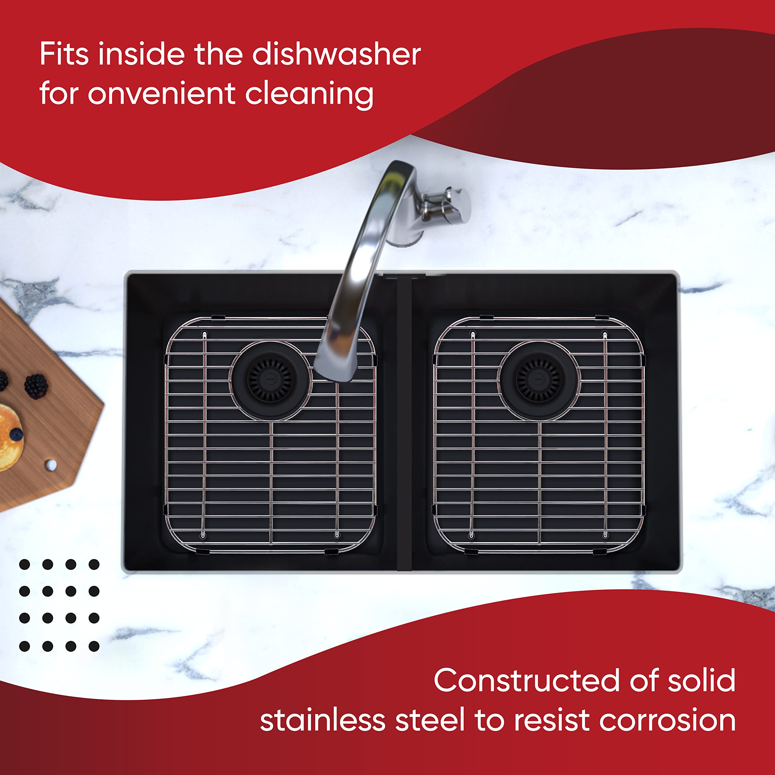 13" x 11-5/8" Sink Protectors for Kitchen Sink - 2 Pack of Stainless Steel Sink Protector - Sink Grate for Bottom of Kitchen Sink - Kitchen Sink Rack - Sink Bottom Grid