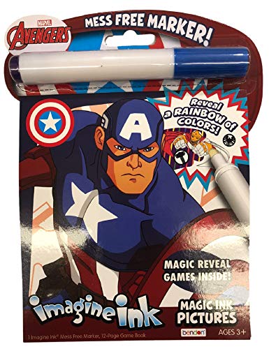 Imagine Ink Coloring Book Set for Superhero Kids - 3 Magic Ink Books Featuring Avengers, Spider Man, and Captain America