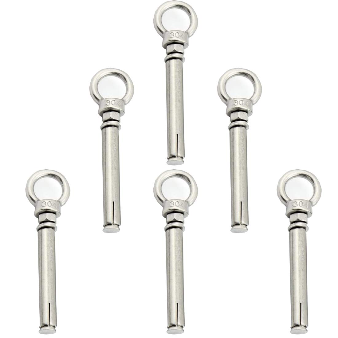Amycheer Ring Lifting Expansion Eyebolt Screw Bolt 304 Stainless Steel Closed Hook Anchor Eye Bolt Wall Concrete Expansion Screws Bolts M6x80mm 5 Pack
