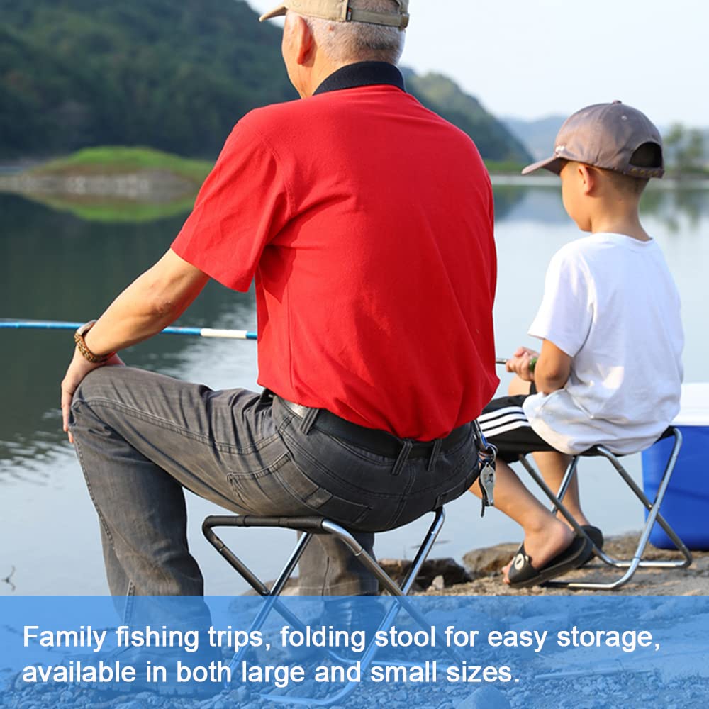 2Pcs Portable Mini Folding Camping Stool, Lightweight Camp Chair for Fishing Hiking, Compact Collapsible Travel Footstool for Outdoor, Beach, Backyard, Lawn,Picnic with Carry Bag (Large)