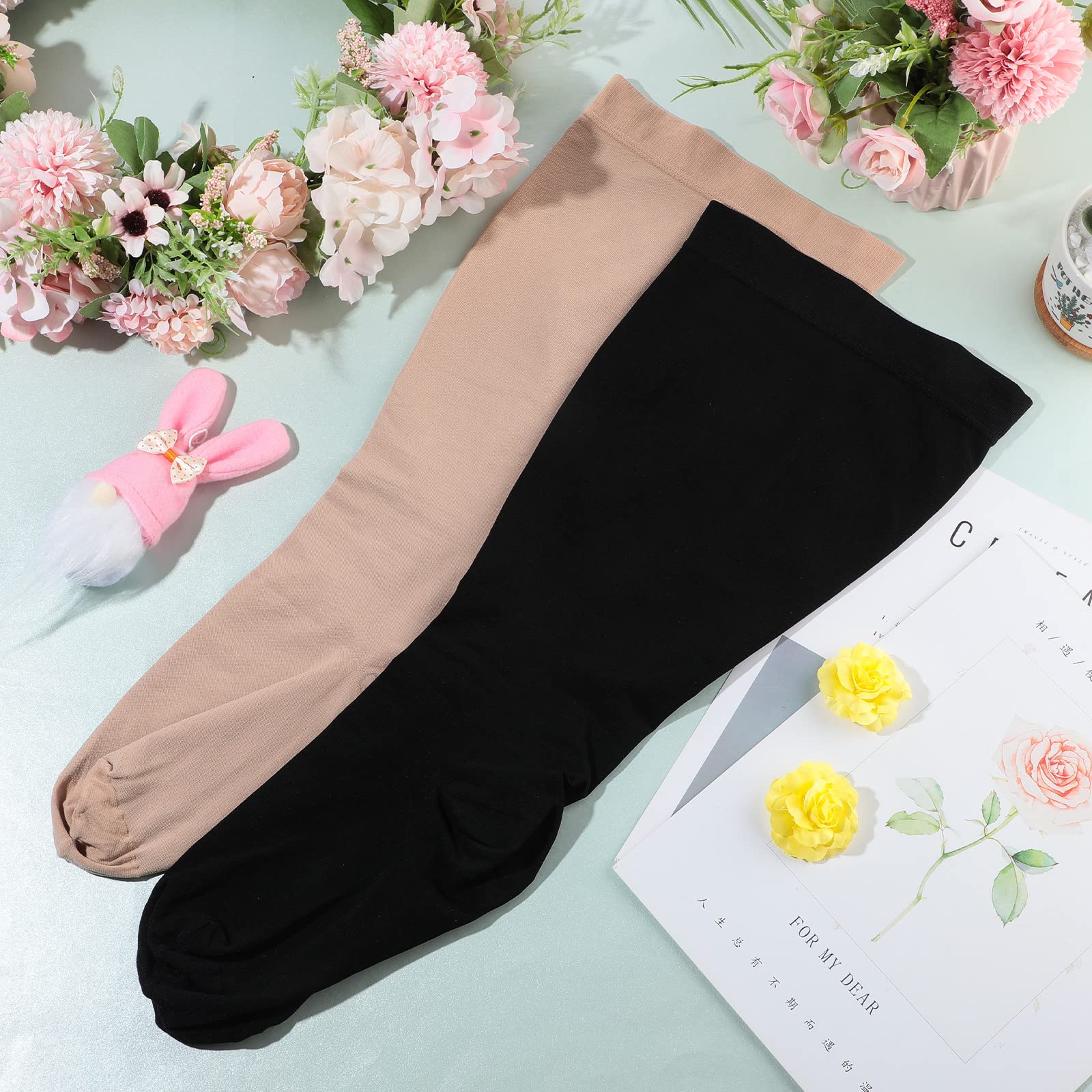 2 Pairs 7XL Plus Size Compression Socks for Women over the Knee Support Socks 20-30 mmHg Long Plus Size Compression Wide Calf Compression Stockings for Men Women Running, Athletic, Sports