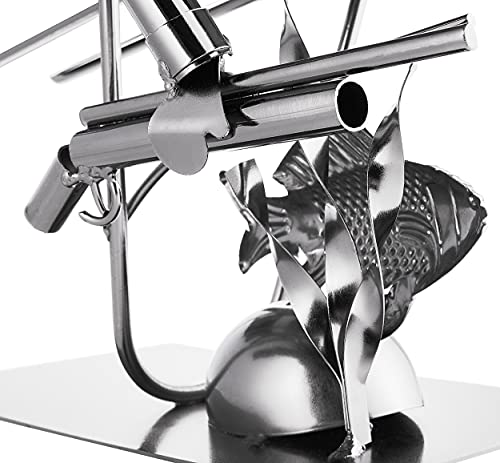 BRUBAKER Wine Bottle Holder Spearfishing, Scuba Diver with Speargun - Metal Sculpture - Wine Rack Decor - Tabletop - with Greeting Card