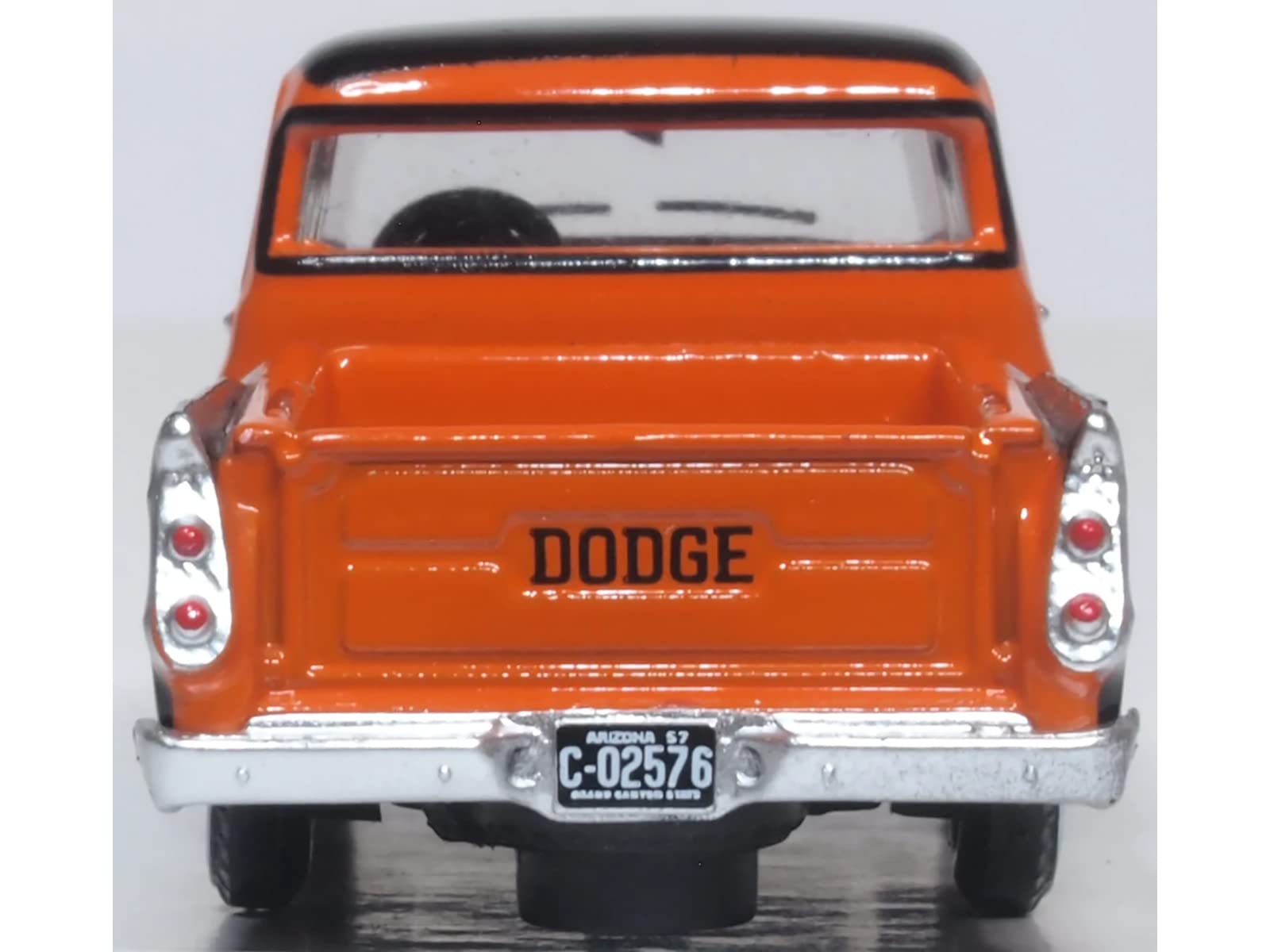1957 D100 Sweptside Pickup Truck Omaha Orange and Jewel Black 1/87 (HO) Scale Diecast Model Car by Oxford Diecast 87DP57004