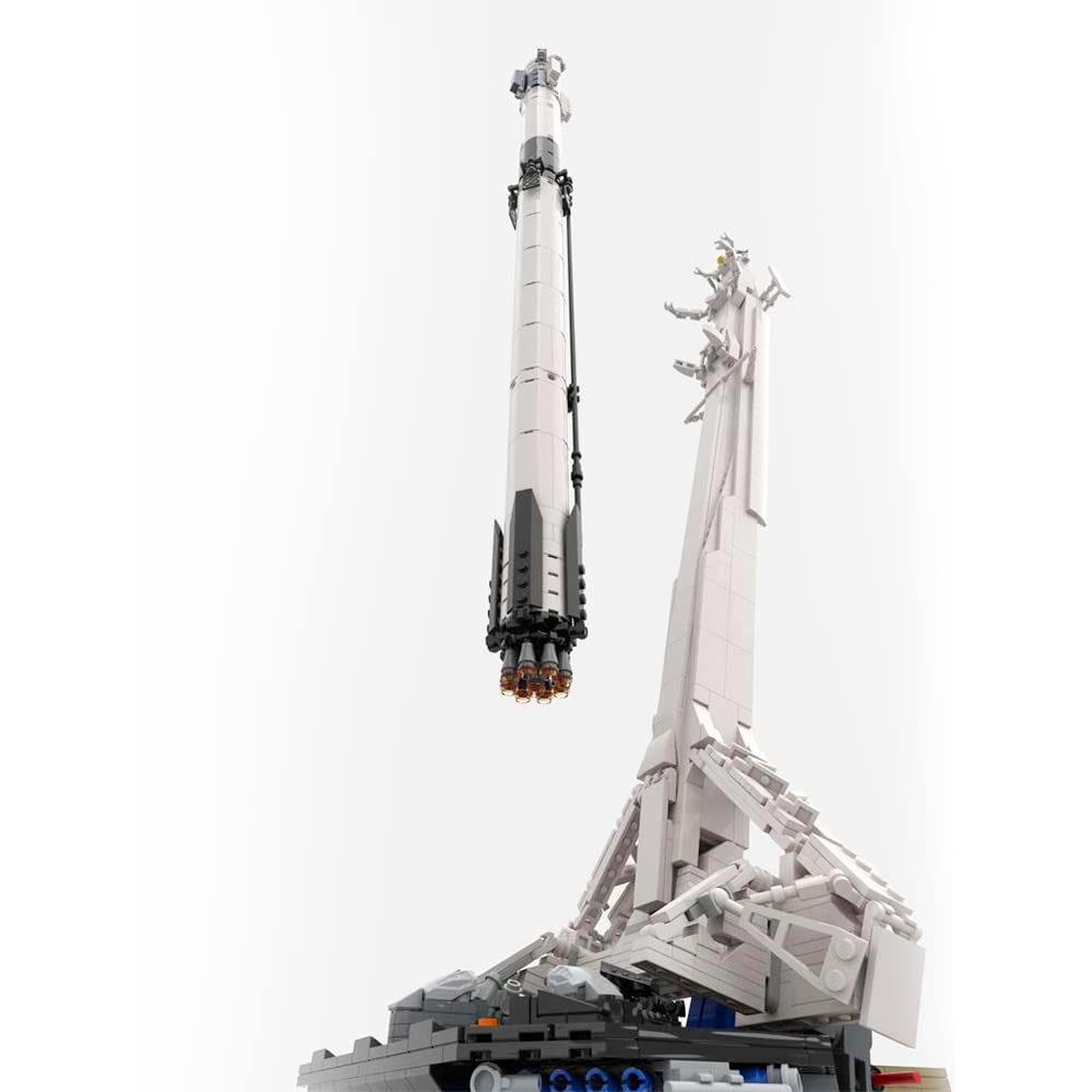 1298 Pieces Falcon 9 Rocket with Launch Tower Building Toys Set for Kids and Adults, Falcon 9 Transporter Erector Vehicle Model Building Block, Rocket Model Spacecraft Desktop Office Decorations