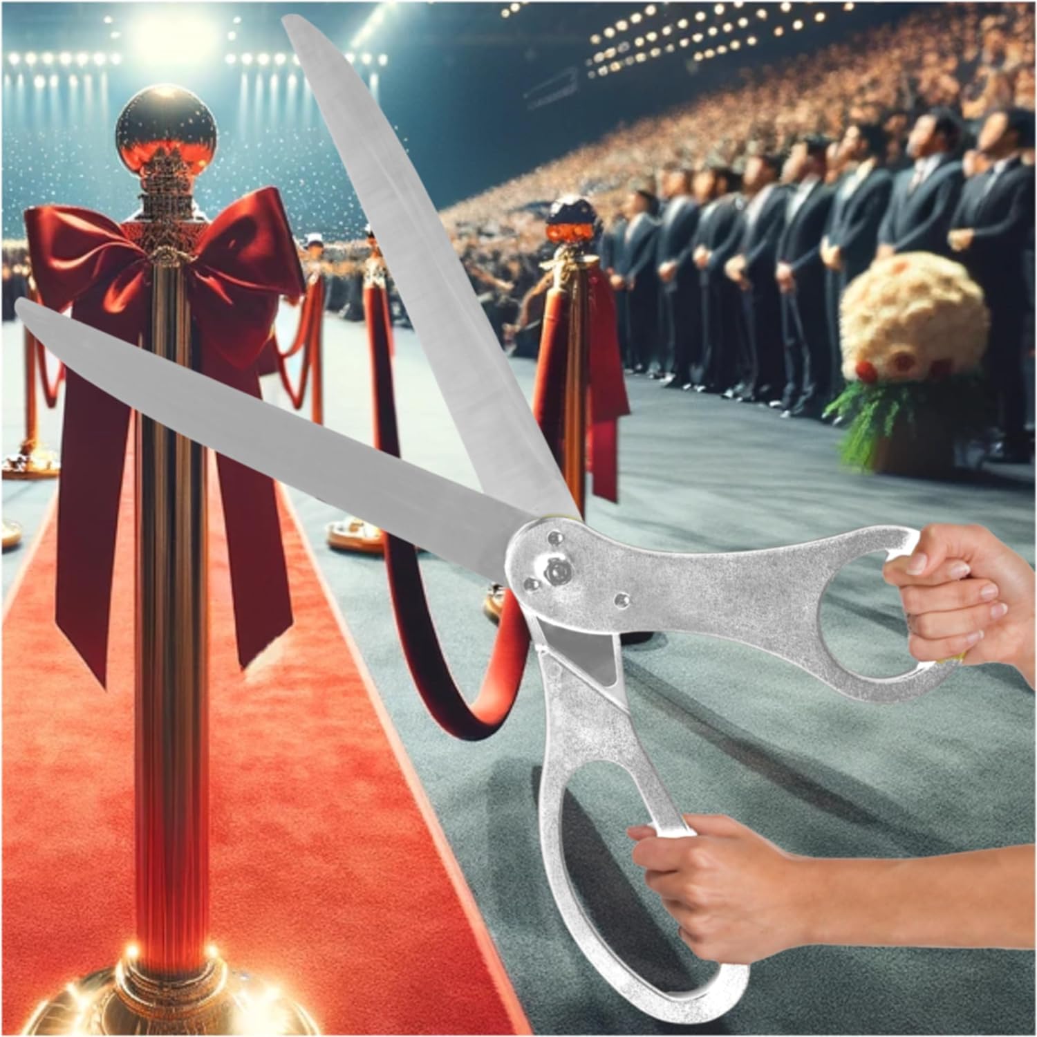 25" Giant Ribbon Cutting Scissors Silver β Heavy Duty Extra Large Grand Opening Ribbon Cutting Ceremony Scissors for Grand Openings Inaugurations Ceremonies & Special Events