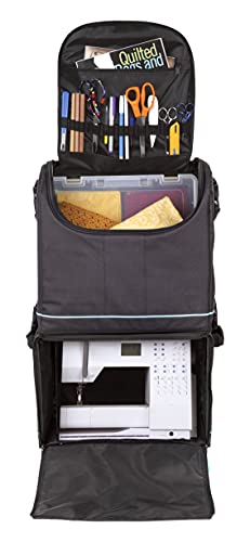 ArtBin 6922SP Tote Express Rolling Portable Art Craft & Sewing Storage Organizer Bag with Wheels-Fits Sewing Machine, 0, Black/Aqua