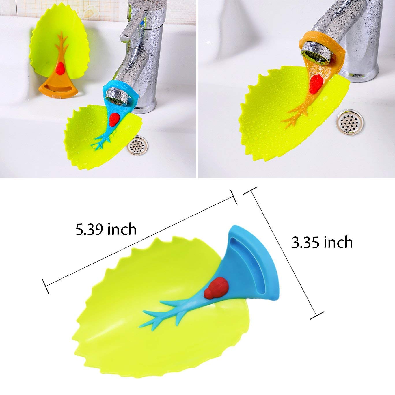 4 Pack Leaf Design Faucet Extender, Sink Handle Extender, Safe Fun Baby Hand-Washing Solution for Babies, Toddlers, Kids and Children