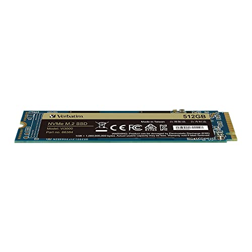 VERBATIM Vi3000 512GB PCI-E 3.0 M.2 NVME SSD 3000MB/s Read 2900MB/s Write 210K/380K IOPS 300TBW 2YR WTY