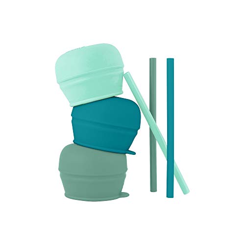 Boon SNUG Straw Lids, Assorted Colors (Pack of 3), Green