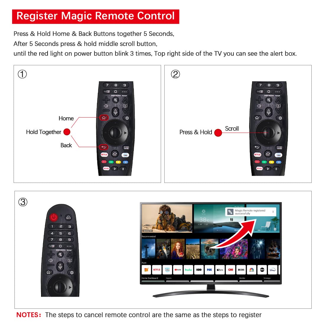 AN-MR650A AN-MR19BA AN-MR20GA Voice Magic Remote Control Replacement fit for LG Smart TV UN85 UN81 UN80 UN74 UN73 UN71 B7 B7A C7 E7 G7 W7 W8 B9 C9 E9 W9 NANO99 NANO97 Series