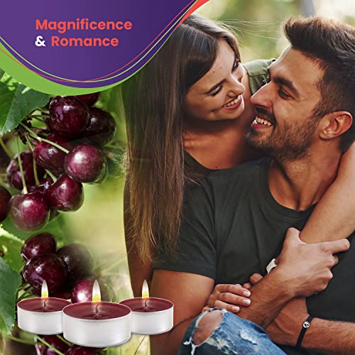 Black Cherry Candle Scented Candles Tea Lights Candles - Black Cherry Tealights - 30 Pack - Black Cherry Tea Lights with 3-4 Hour Burn Time Tea Candles - TeaLight Candles for Holiday, Wedding and Home