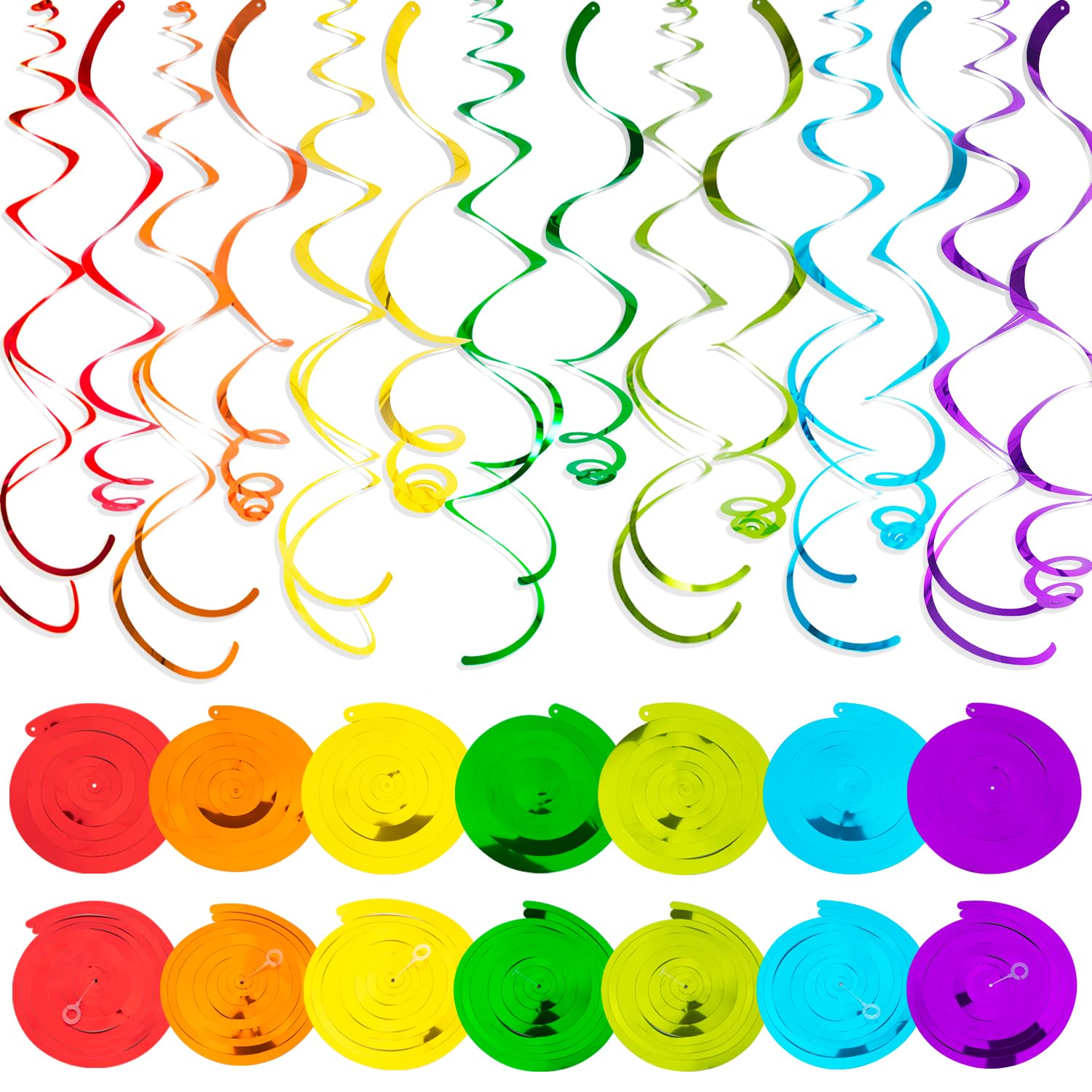 36 Pcs Rainbow Hanging Swirl Party Decorations, Colorful Ceiling Swirl Foil Streamers Party Supplies for Graduation Wedding Engagement Baby Shower and Theme Birthday Party Decorations