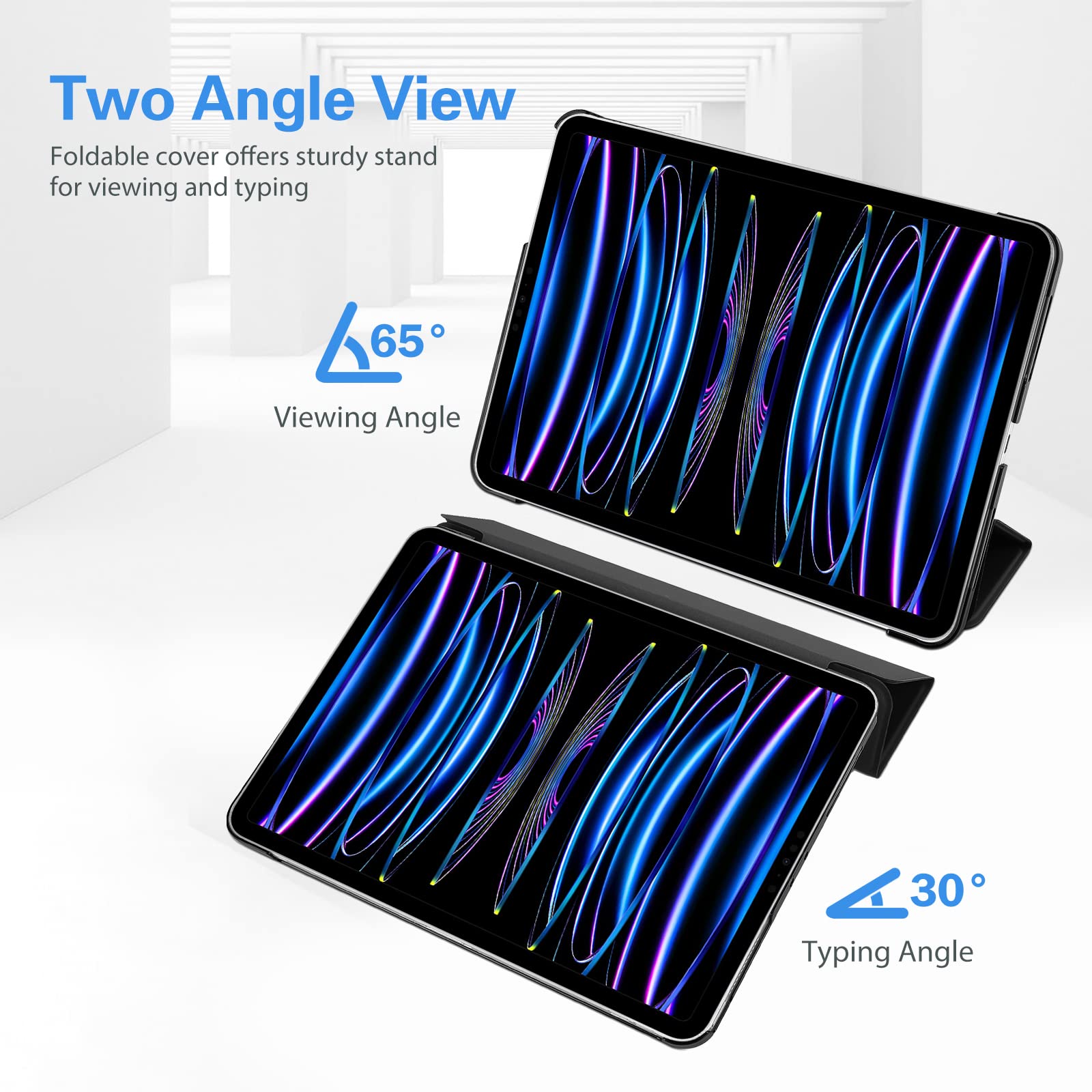 ProCase Cover for iPad Pro 11 Inch Case 2022/2021/2020/2018, Slim Stand Hard Back Shell Smart Cover for iPad Pro 11 4th Generation 2022 / 3rd Gen 2021/ 2nd Gen 2020 / 1st Gen 2018 -Black