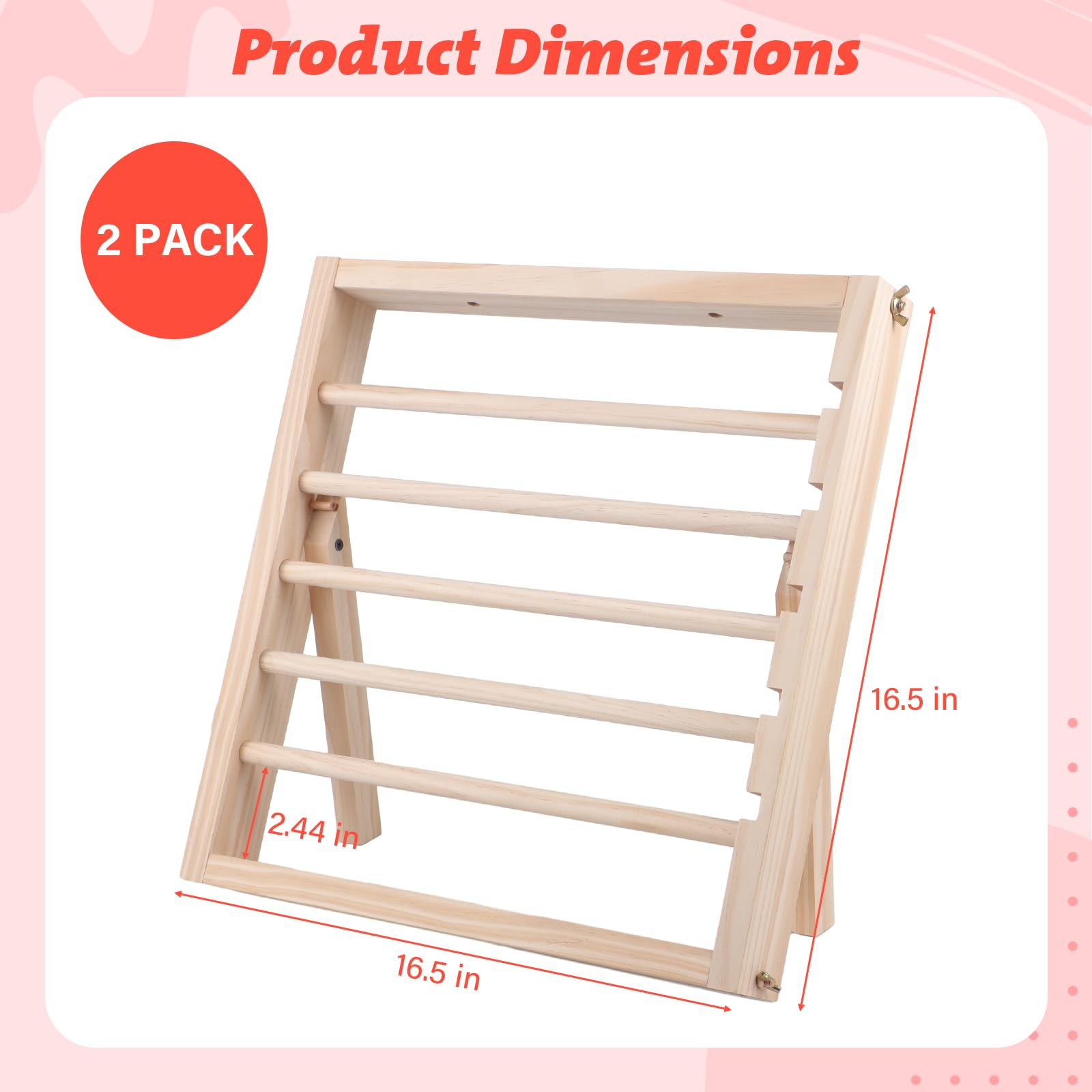 2PCS Ribbon Storage Racks, Wooden Ribbon Holders, Ribbon Storage Stands, Ribbon Rack Organizers for Gift Wrapping Paper, Cellophane, Vinyl Rolls, Arts and Crafts Items