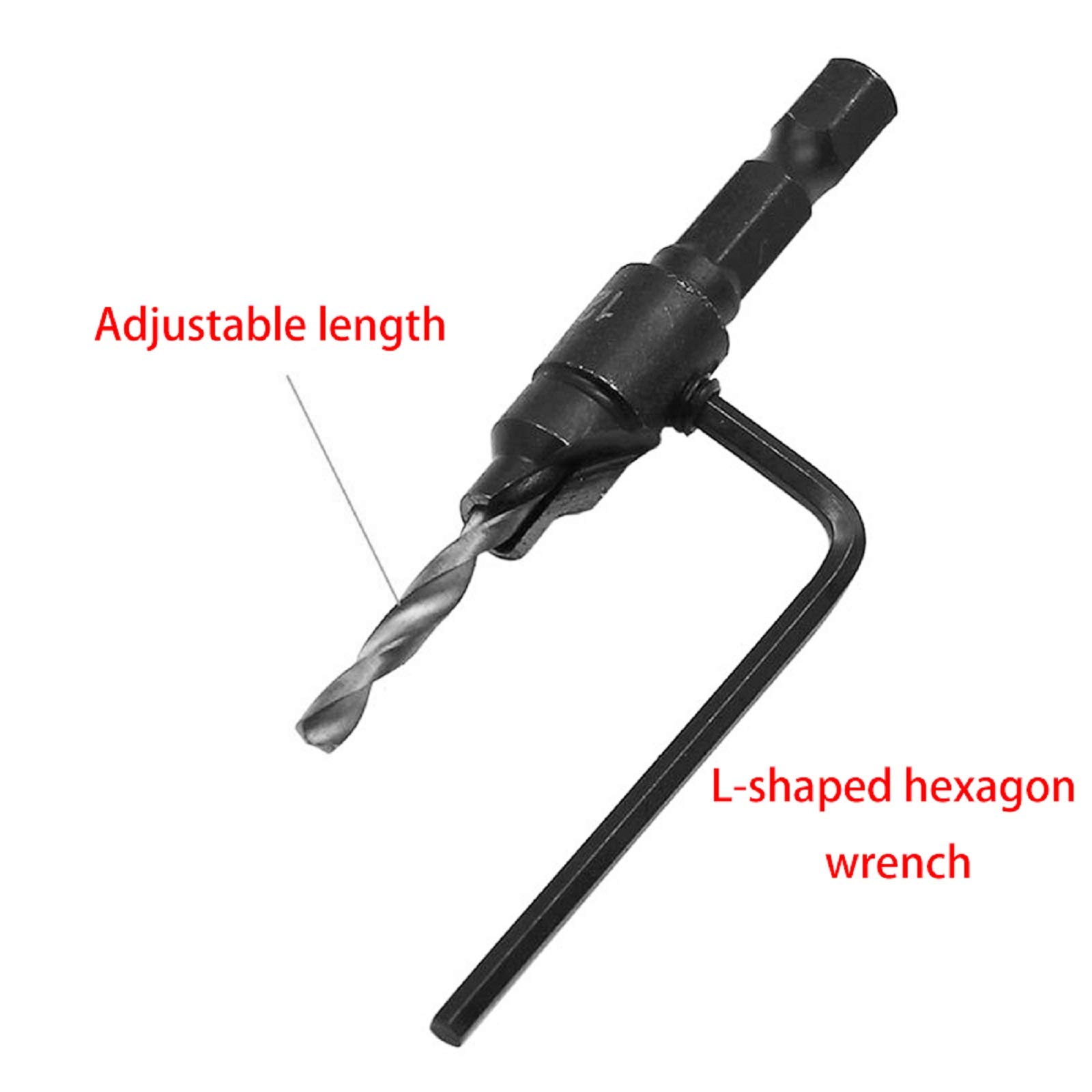 DAYREE 5PCS Countersink Drill Bit Set Wood Drill Bit Set Woodworking Tools #5, 6, 8, 10, 12