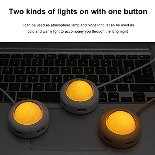 SHYPT Mini 4 USB Port Hub Extension Cable Splitter High Speed Transmission with LED Night Light for Computer Mobile Phone (Color : White)