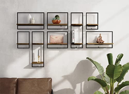Cocoyard Floating Shelves, Wall Mounted Shelf, Set of 2. Modular Wall Shelf Set. Perfect for Living Room Bedroom Bathroom. Great Gift Ideas for Plant Lovers (Black, 8.1" W x 4.9" D x 23.6" H)