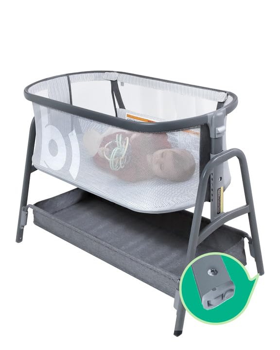 babyboat Bassinet Bedside Sleeper with 360° All Air Mesh, Bedside Crib with Storage Basket, Cozy Adjustable Portable Bassinets for Safe Co-Sleeping, Baby Crib for Infant/Newborn