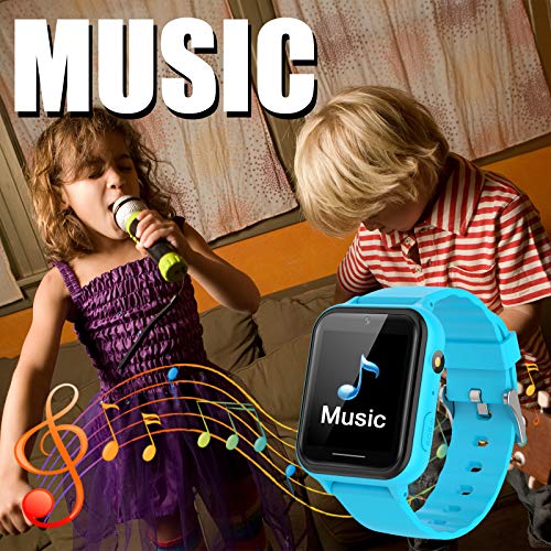 PTHTECHUS Kids Educational Smartwatch with SOS Call Games Music MP3 Flashlight Alarm 1.54-in Color Touchscreen Pedometer Watch is a Gift for Boys Girls Instead of Mobile Phone
